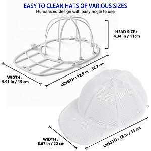 Haiou Hat Washer Cage Baseball Cap Washing Cage Hat Washer for Washing Machine - Keep Your Caps in Shape While Washing and Drying - Ideal for Adults and Kids Ball caps, White