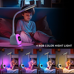 WILIT LED Desk Lamp, Nightstand Lamp with Sunrise Simulation Alarm Clock, 8 Natural Sounds, 3 Level Dimmable Touch Lamp, RGB Color Changing Night Light, Study Lamp for Kids/Girls/Boys