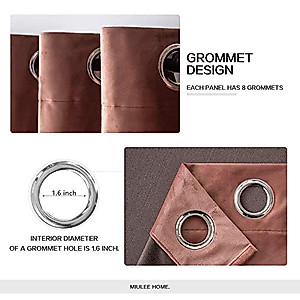 MIULEE Velvet Curtains Dusty Rose Grommet Curtains Thermal Insulated Soundproof Room Darkening Curtains/Drapes for Living Room Bedroom Decor 52x90 Inch Set of 2 Bundle Pinch Pleated Curtains 2 Panels