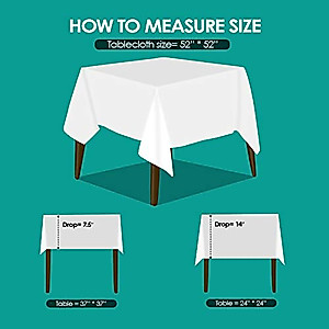 FURNLIK EVENTSDECO Square Tablecloth Black Polyester Table Cloth 200 GSM 52x52 Fabric Table Cloths for Banquet Buffet Kitchen Dining and Party