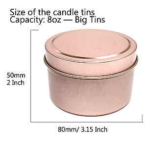 Unixing Rose Gold Candle Tins 8oz, 12Pcs Candle Tins for DIY Candle Big Candle Container Tins for Candle Making Rose Gold Cantainer Tins