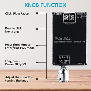 Bluetooth-Compatible Amplifier Board, PEMENOL TWS DC 7-24V 100W Mono Audio Power Amplifier Module with Box Matching Function Support AUX/Bluetooth-Compatible/USB for DIY Electronic Kit Car Store Home