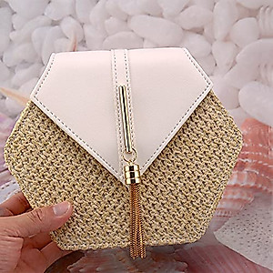 Bausweety Women's Crossbody Bag Cute Straw Shoulder Bag