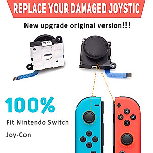 Joycon Joystick Replacement 2 Pack for Fix Drift Nintendo Switch Joy-Con Controller & Switch Lite Joystick Replacement Left/Right Analog Thumb Stick, Metal Latch, Include Y1.5