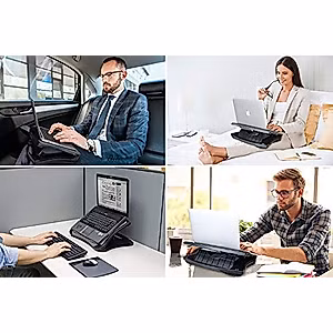 MAX SMART Laptop Lap Pad Laptop Stand with Attached Mouse Pad, Cushion and USB Cooling Fan, Non-Slip Heat Shield Tablet Computer Stand for Sturdy Work Station for Home, Office, Bed Sofa, Couch and Car