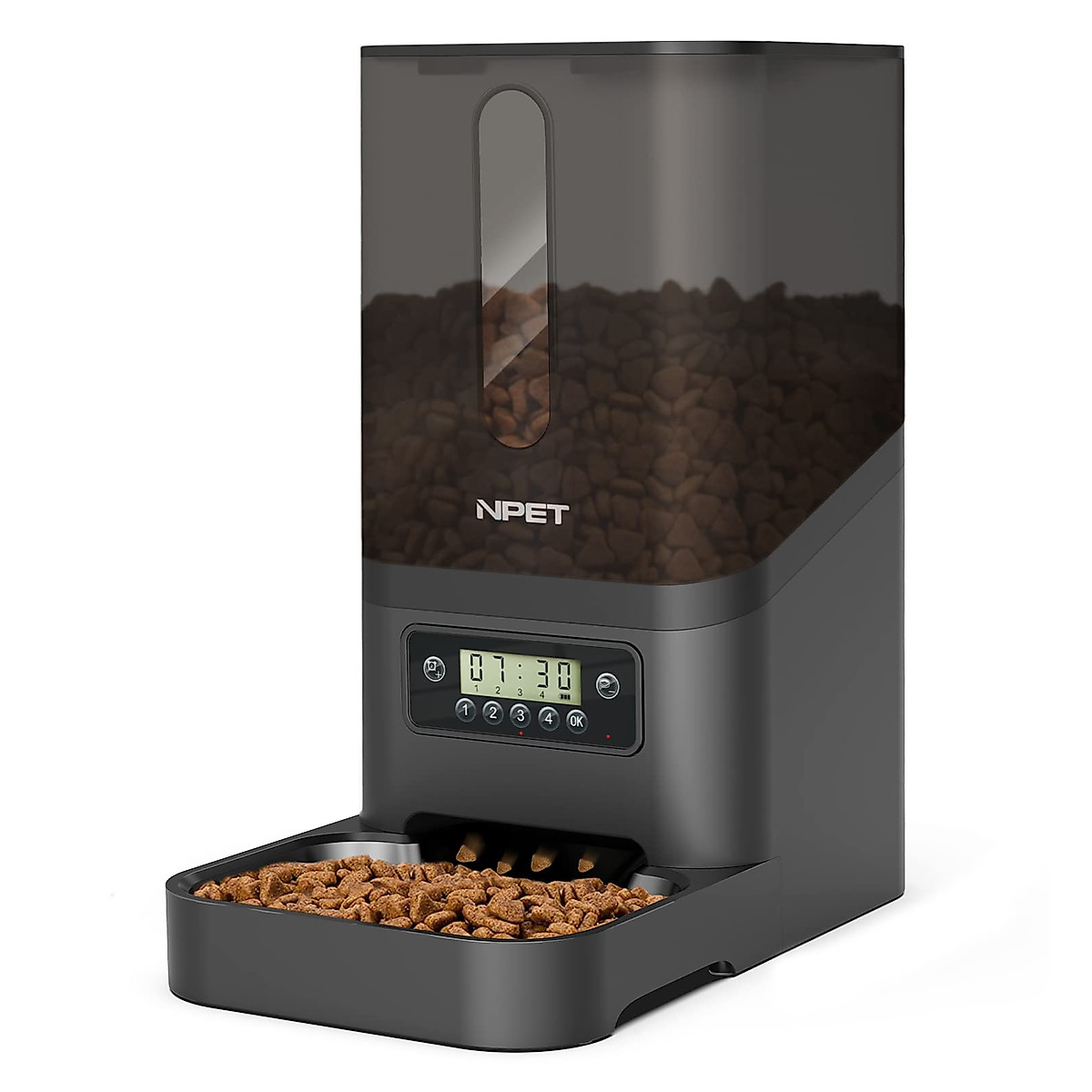 NPET Automatic Pet Feeder, 6L Dog and Cat Food Dispenser for Small & Medium Pets, Automatic Dog Feeder with Programmable Timer (Black)