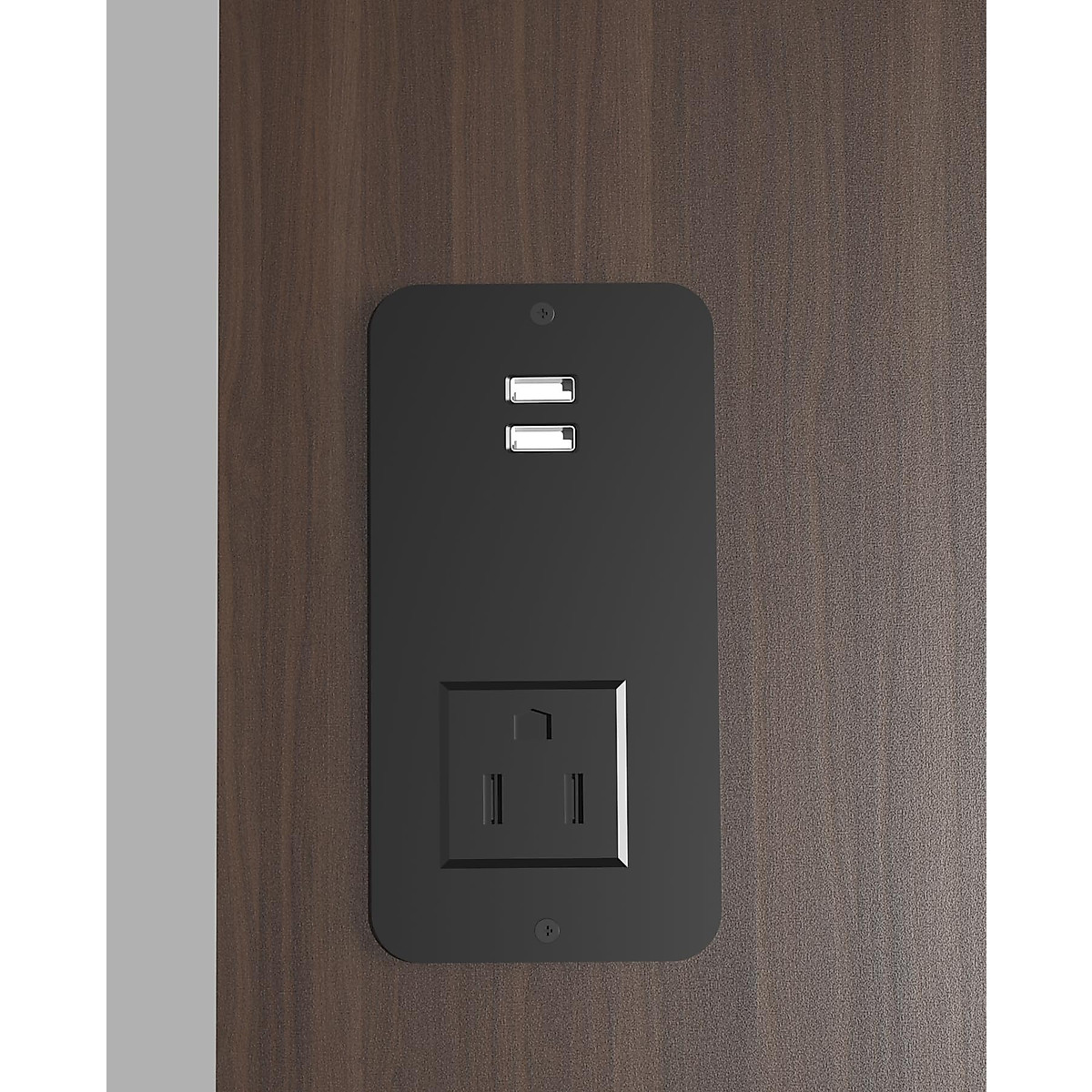 HAIOOU Set of 2 Mid Century Nightstand with Charging Station, End Table Modern Side Table One Drawer with Premium Matte Black Handle and Pine Wood Legs for Home Bedroom Living Room