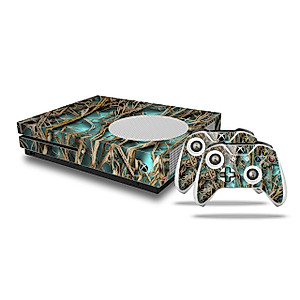 WraptorSkinz Decal Vinyl Skin Wrap Compatible with Xbox One S Console and Controllers - WraptorCamo Grassy Marsh Camo Neon Teal