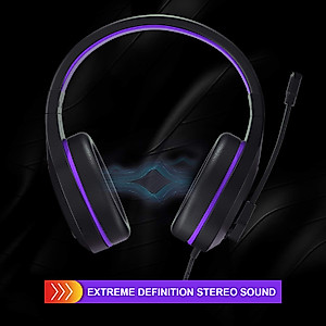 Anivia Stereo Gaming Headset for PS4, PC, Xbox One Controller, Noise Cancelling Over Ear Headphones with Mic, Soft Memory Earmuffs for Laptop/Mac/Nintendo/PS3 Games(Purple)