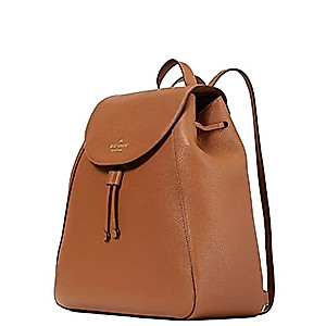 KATE SPADE LEILA LARGE FLAP BACKPACK TOTE BAG GINGERBREAD PEBBLED LEATHER