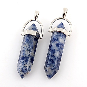 Mutilcolor 14pcs Bullet Shape Healing Pointed Chakra Pendants sugilite Quartz Crystal Stone Charm Randow Color for Necklace Making