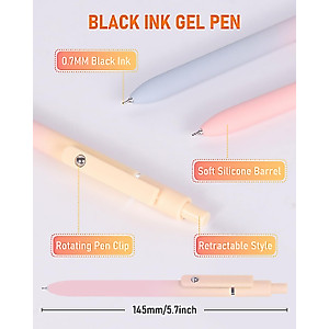 FIOVER Gel Pens, 5pcs Black Ink Medium Point 0.7mm Smooth Writing Pens with Comfort Grip, Aesthetic Ballpoint for Journaling School Office Supplies, Gifts for Women Men