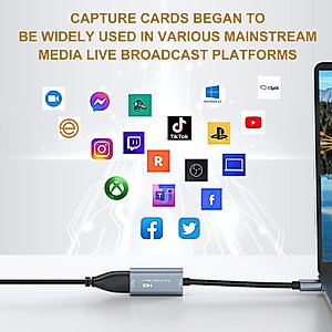 Video Capture Card, Capture Card for Streaming 4K HDMI to USB 3.0 Audio Video Recording in 1080P 60FPS for Game, PS5, PS4/Pro, Nintendo Switch Camera PC, for Windows Mac OS System OBS Zoom
