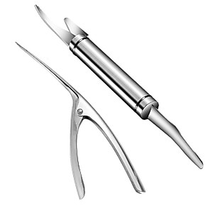 2 Sets Stainless Steel Shrimp Wire Stainless Steel Shrimp Peeler Dual Use Fish Scale Remover Dual Use Shrimp Cleaner Kitchen Accessories Home Accessory Daily Use Fish Scaler