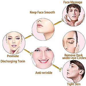 Electric Face Massage Roller, Golden 3D Roller Electric Facial Roller and T Shape Facial Roller Massager Kit, Electric Massage Roller for Puffiness Relief (Gold)