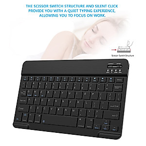 Ultra-Slim Small Bluetooth Keyboard, Portable Rechargeable External Cordless Wireless Keyboard for Android Tablet Cell Phone Samsung Smartphone iPad Mini Air Pro iPhone Windows Surface (Black)