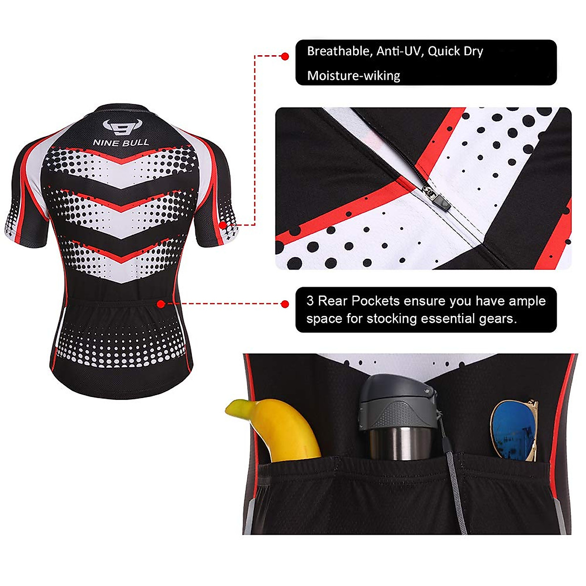 Men's Cycling Jersey Set - Reflective Quick-Dry Biking Shirt and 3D Padded Cycling Bike Shorts