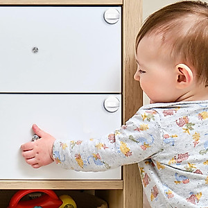 Adhesive Baby Proofing- Child Safety Magnetic Cabinet Locks - Works with Most Cabinets and Drawers - No Drilling Installation - (4 Locks and 1 Keys)