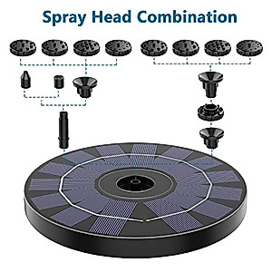AMZtime Solar Fountain Pump 3.5W Solar Water Fountain Pump with 6 Nozzles, Solar Powered Pump for Bird Bath, Fish Tank, Pond, Garden, Outdoor and Aquarium
