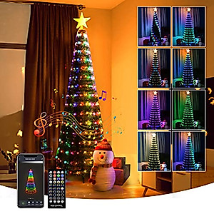 Outdoor Christmas Tree with Lights, 6FT DIY Collapsible Christmas Tree with App&Remote Control 314 LED Sync Music Timer Prelit Christmas Tree Light Show for Indoor Outdoor Xmas New Year Decoration