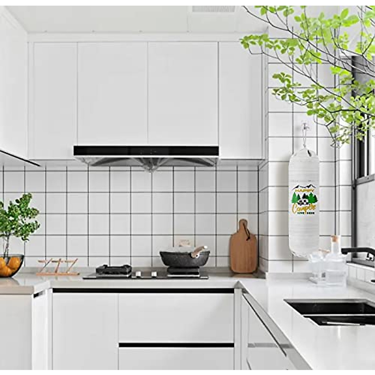 Happy Campers Live Here, Grocery Bags Holder Organizer For Shopping Bags, Wall Mount Plastic Bags Storage Container Dispensers, Gift For The Preferred Family And Friends