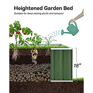 KING BIRD 6x3x1.5ft Galvanized Raised Garden Bed Outdoor Heightened Steel Metal Planter Box for Deep-Rooted Vegetables, Flowers, Large Raised Bed Kit(Green)