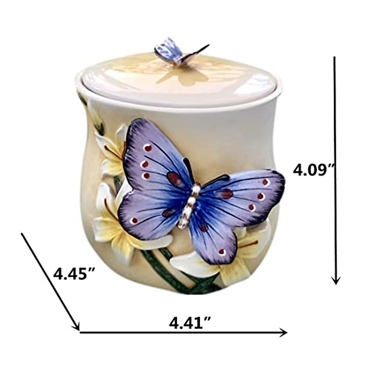 FORLONG Ceramic Organizer Canister with Lids - Butterfly Collection Jars Decor for Bathroom, Organization Holder for Vanity, Counter