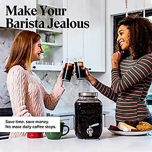 Willow & Everett Cold Brew Coffee Maker - 1 Gallon Iced Tea & Coffee Cold Brew Maker - Glass Pitcher w/ Stainless Steel Spout and Removable Filter