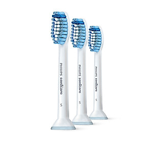 Philips Sonicare Genuine Sensitive Replacement Toothbrush Heads for Sensitive Teeth, 3 Brush Heads, White, HX6053/64