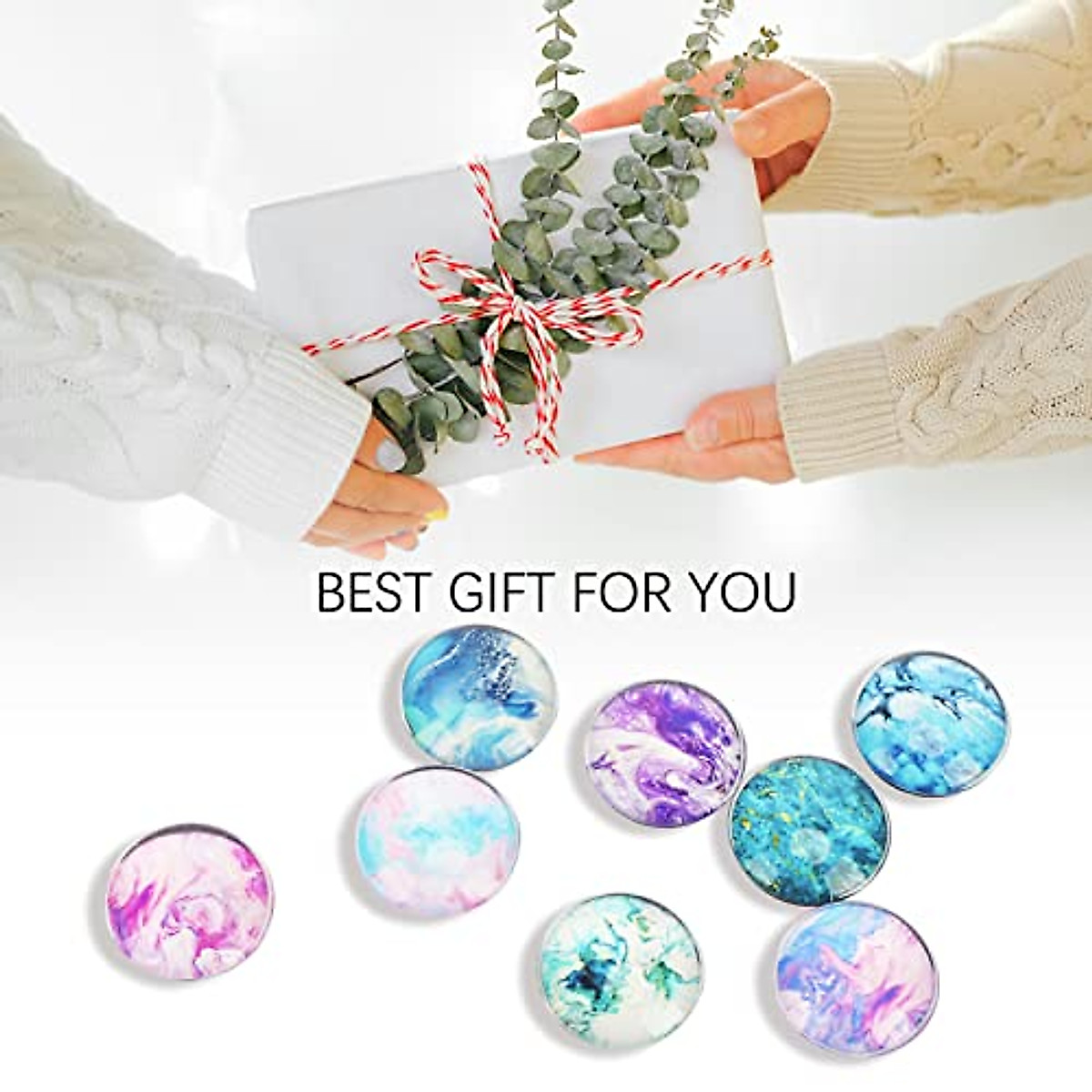 FYY Refrigerator Magnets,12 Pieces Fridge Magnets-Beautiful Glass Marble Refrigerator Magnet Fridge Sticker Fridge Decoration for Office Whiteboard,Cabinet,Dishwasher,Cabinet