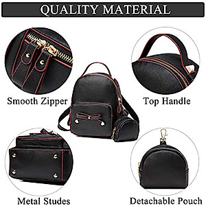 VASCHY Mini Backpack Purse, Cute Small Bow-knot Backpack for Teen Girls,Women and Girls with Detachable Coin Pouch Black
