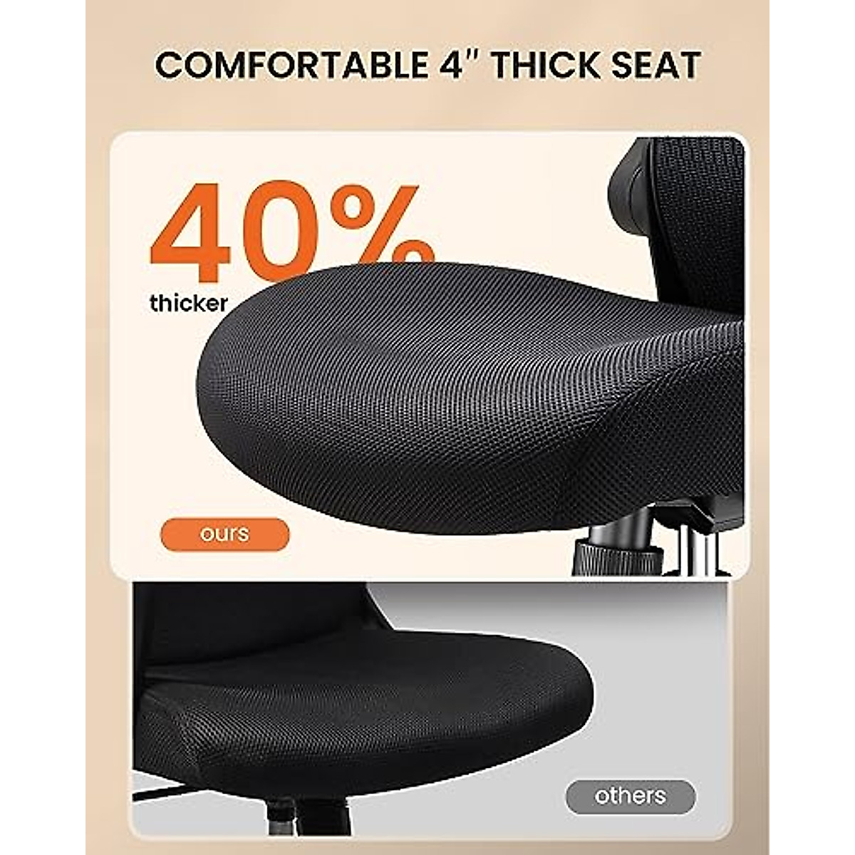 ErGear Office Chair, Desk Chair with Flip-Up Armrests, Ergonomic Office Chair with 2'' Adjustable Lumbar Support & Headrest, High Back Computer Chair Mesh Office Chair with Wheels for Home Office