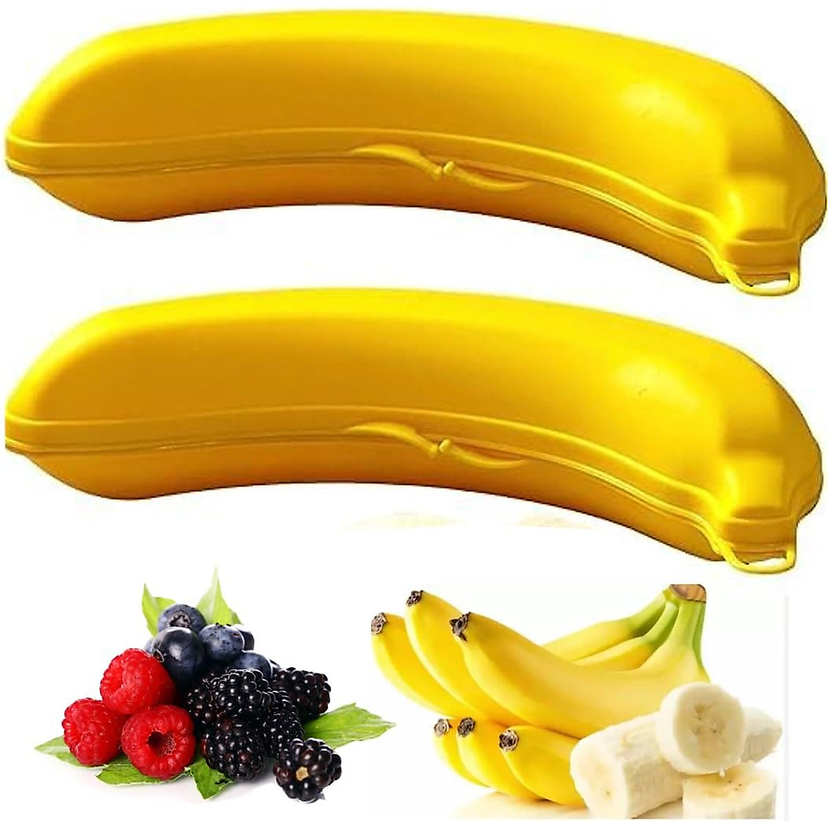 Banana Keeper On The Go Outdoor Travel Case BPA-Free Fruit Protector Saver Portable Banana Holder for Lunch Boxes Cute Carrier Storage Box 2 Pack Yellow (Banana Keeper)