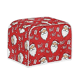 JEOCODY Christmas Santa Claus Toaster Bread Maker Cover Quilted Toaster Cover 2 Slice Kitchen Small Appliance Covers, Toaster Cover Fits for Most Standard 2 slice Toasters