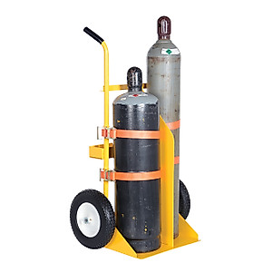Vestil CYL-E Steel Cylinder Torch Cart with Pneumatic Wheels 23 in. x 34-1/2 in. x 57 in. 500 Lb. Capacity Yellow