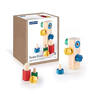 Guidecraft Screw Block - Kids Multi-Color Matching Game, Classic Wooden Toddler Memory and Sensory Skills Development Toy