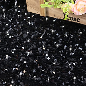 FOTSHARER Black Sequin Fabric by The Yard 1 Yard Velvet Fabric for Sewing Flip Sequins Material Sparkle Sequence Fabric Stretch Glitter Material for Wedding Dress Banquet Thick Quilting Mesh Fabric
