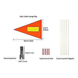 Bike Safety Flag Heavy Duty Fiberglass Pole Polyester Flag with Reflective Strip（1 Pcs)