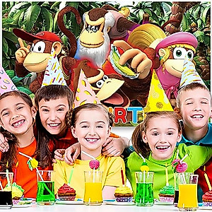 Donkey Country Party Supplies, 5x3FT Kong Theme Happy Birthday Party Banner Donkey Country Party Decoration Backdrop Background for Kids