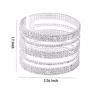 Jojomina Multilayer Sparkling Rhinestone Cuff Bracelet For Women 11 Layers for Women,Crystal Bangle Strand Wrap Bracelet for Party Prom Wedding