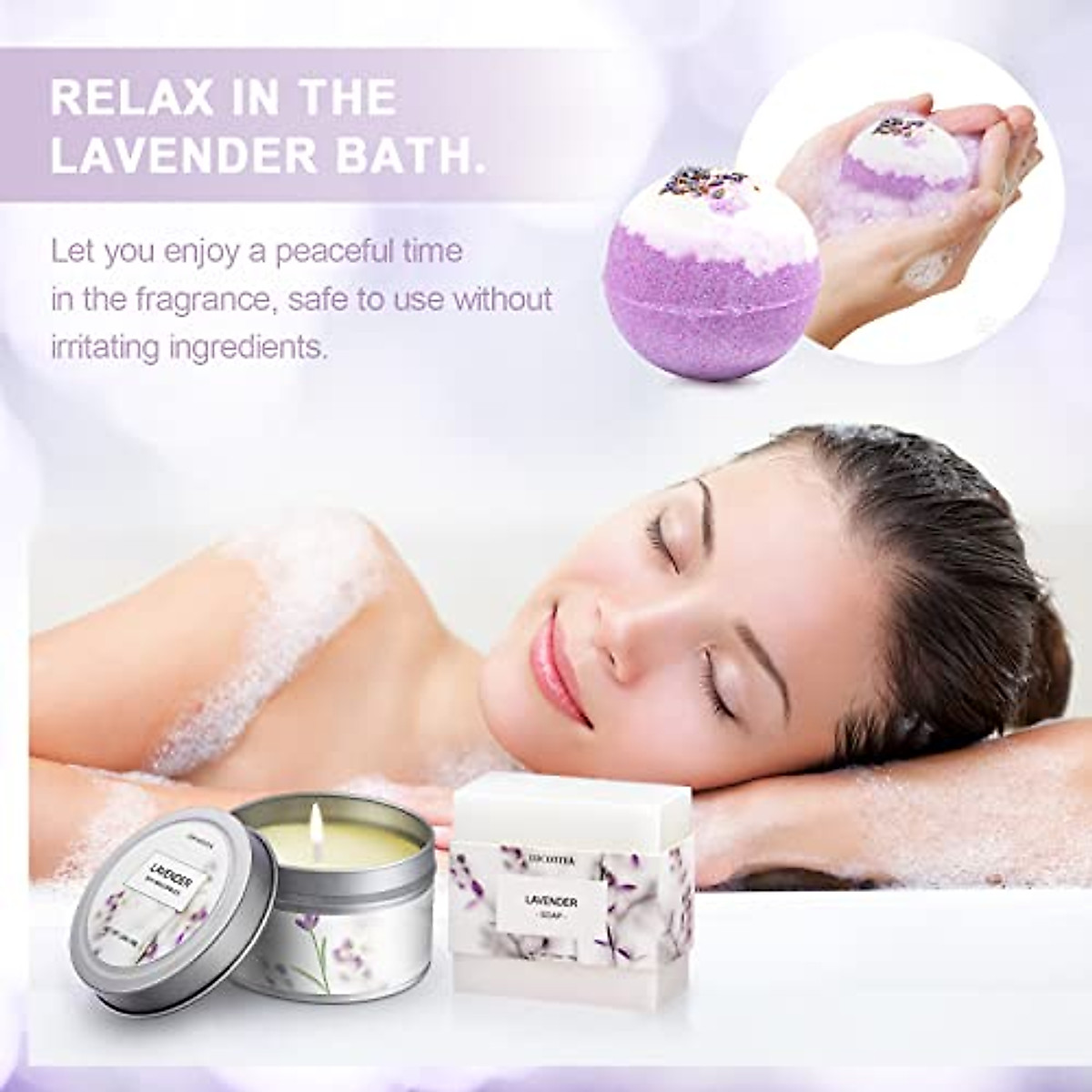 Birthday Gifts for Women Bath and Body Works Gifts Set for Women Spa Gifts Baskets for Women Bubble Bath for Women Lavender Gifts for Women,Mom,Her,Sister,Wife,Auntie Wine Tumbler Purple Womens Gifts