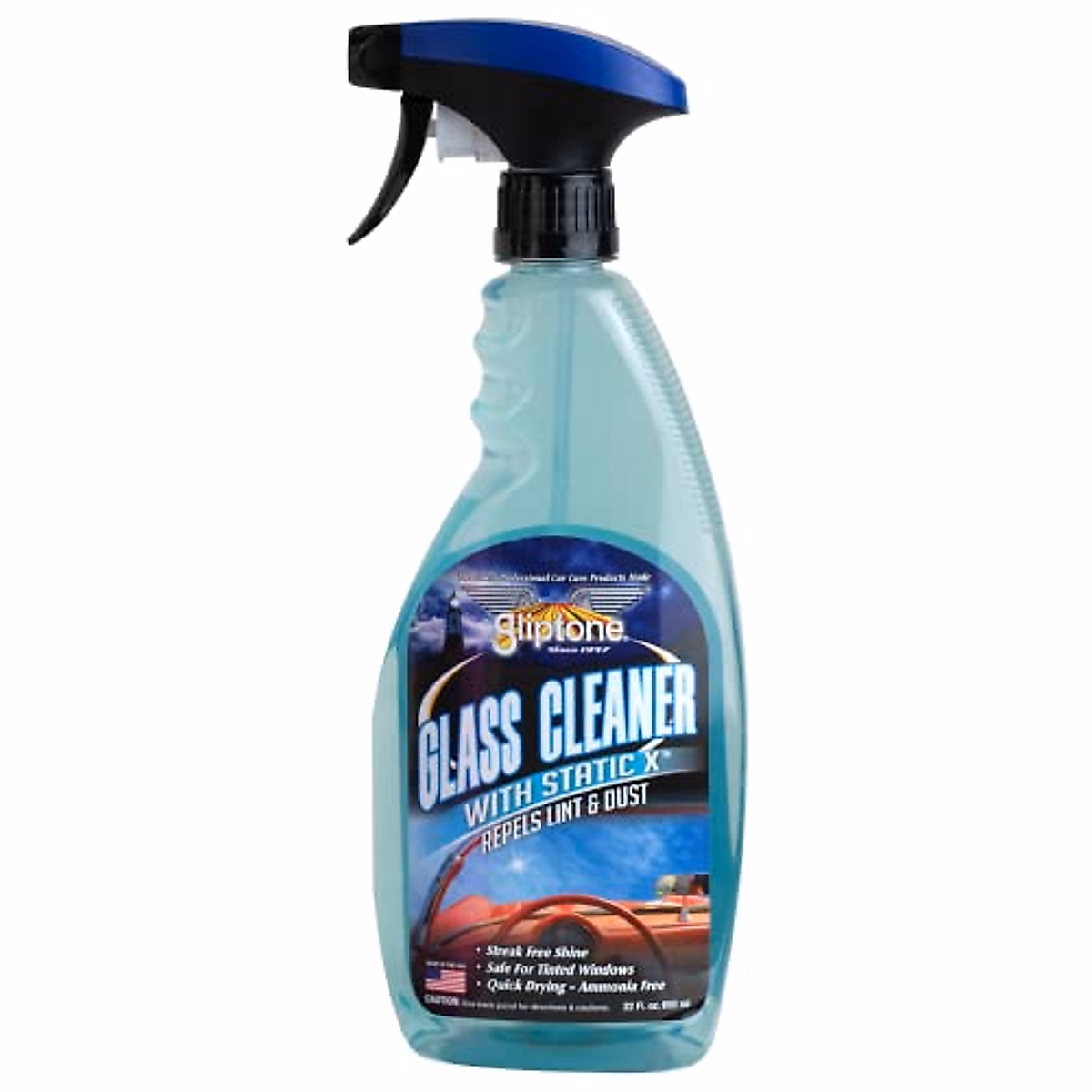 Gliptone Glass Cleaner with Anti Static, Repels Lint & Dust (22 Fl Oz)