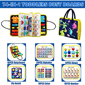 MORNOR Busy Board Montessori Toys for Toddlers Sensory Toys Gifts for 1 2 3 4 Year Old Girls & Boys Preschool Learning Activities Educational Travel Toy for Fine Motor Skills (Blue)