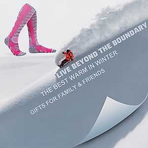 Ski Socks for Men Women Snowboard Socks Skiing Calf Socks Winter Long Socks with Merino Wool 2nd Version, Winter Sports Socks 2 Pair