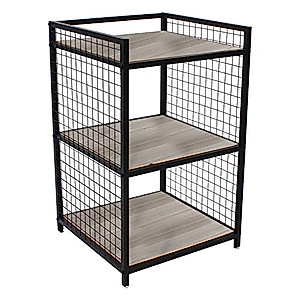 LOYALHEARTDY 3-Shelf Shelving Storage Unit Industrial 3-Tier Storage Rack Metal and Wood Style Bookshelf Multi-Purpose Indoor Garage Storage Organizer Shelves, 21.3" x 21.3"x 34.6" (3-Tier)