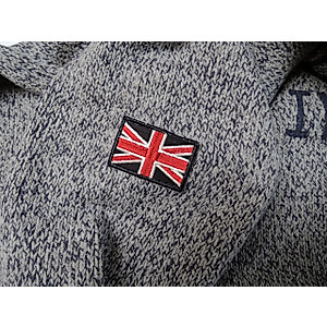 Lonsdale Men´s Regular-Fit Knitted Sweater Pullover Grey with Blue (XX-Large (2XL))