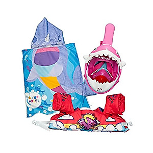 A For Adley Merch The Official Adley Ultimate Swimming Package with Three of Adleys Favorite Swimming Supplies The Adley Narwhal Towel, Adley Floaties and a Full Face Snorkie