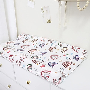 Rainbow World Crib Sheet and Baby Diaper Changing Pad Cover