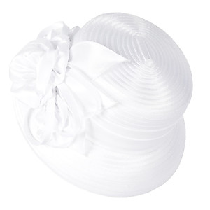 Derby Hat for Women Church Tea Party Kentucky Wedding Cloche Bowler Bucket Hats(White)