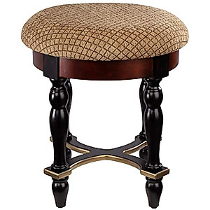 Design Toscano Grand Duchess Vanity Stool, 17 Inch, Walnut